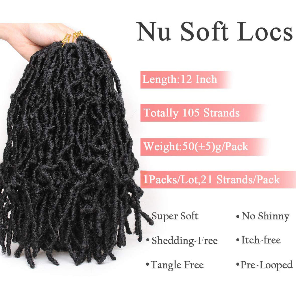 12 Inch Nu Soft Locs Crochet Hair Ombre Pre-Looped Short Crochet Braid ...