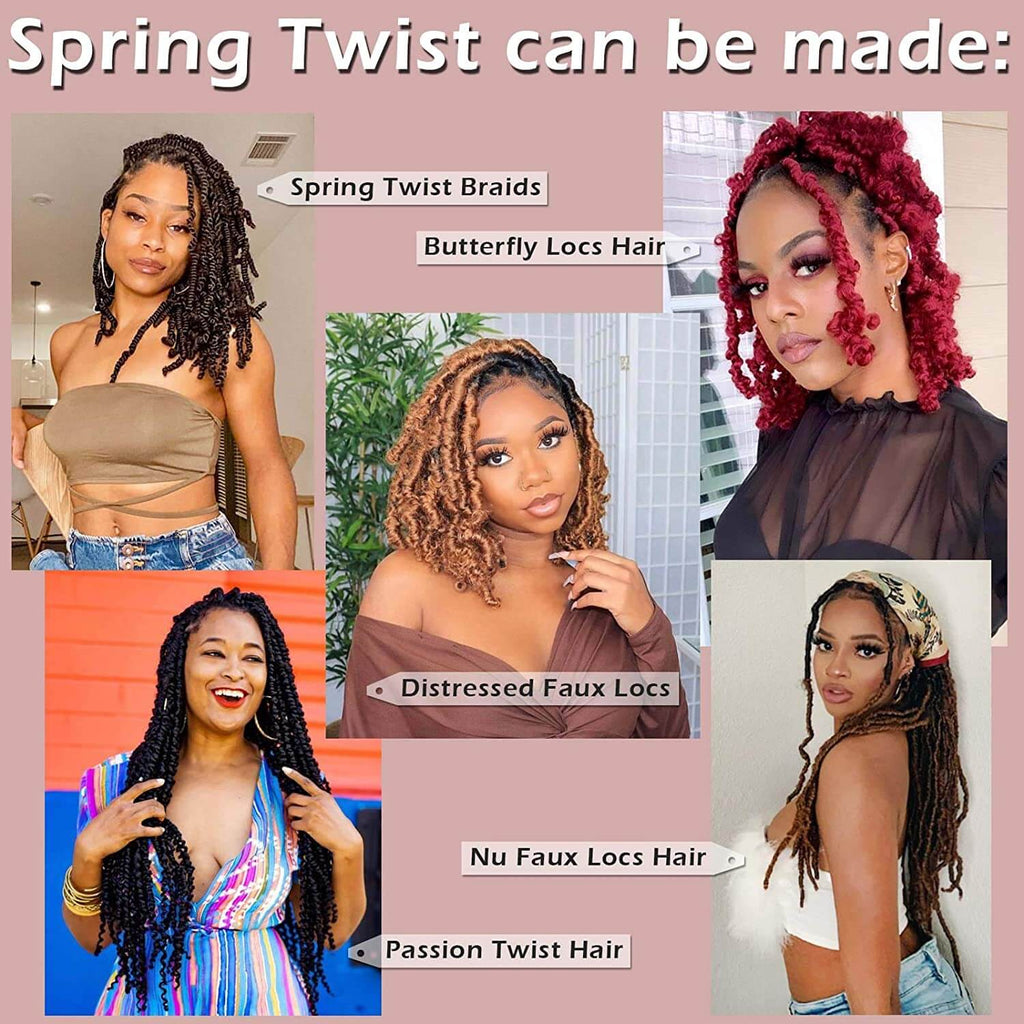 12 Inch Spring Twist Ombre Colors Butterfly locs Crochet Braiding Hair ...
