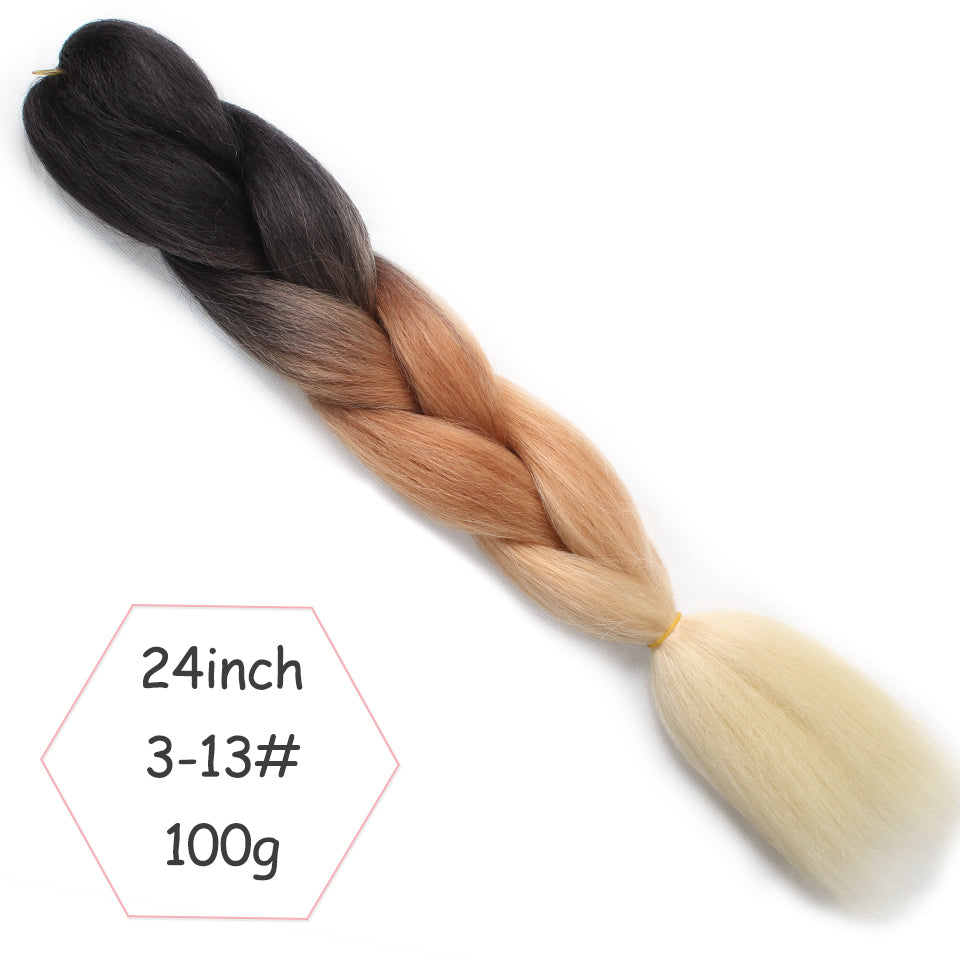 ombre three tone Synthetic Jumbo Crochet Braids Rainbow Kanekalon Colo ...