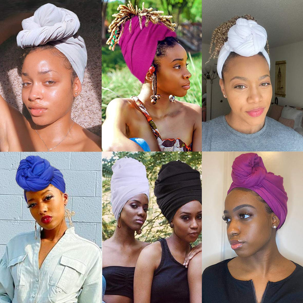 Xtrend Stretch Head Wrap Scarf Stretch Turban Long Hair Scarf Wrap Sol ...