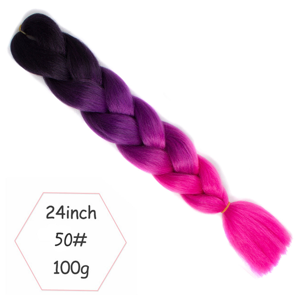 ombre three tone Synthetic Jumbo Crochet Braids Rainbow Kanekalon Colo ...
