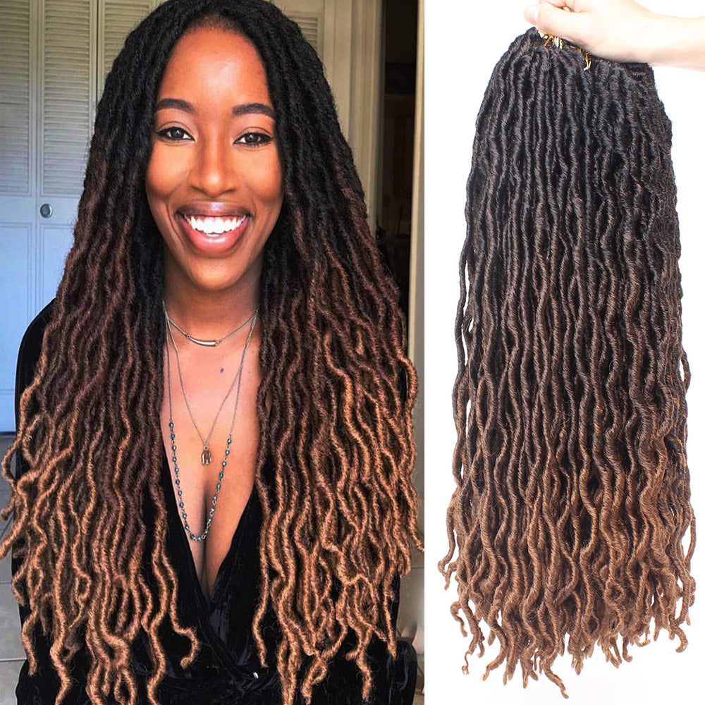 20 Inch Pre-Looped Goddess Faux Locs Wavy ombre Gypsy dreadlocks curly ...