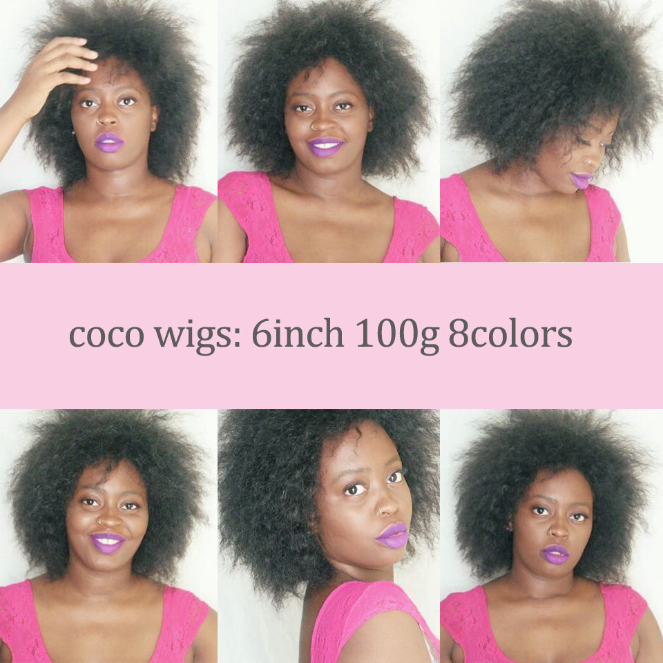 Xtrend 6inch 100g coco wig Short Synthetic Fluffy Wig African Black ...