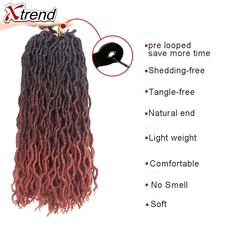 20 Inch Pre-Looped Goddess Faux Locs Wavy ombre Gypsy dreadlocks curly ...