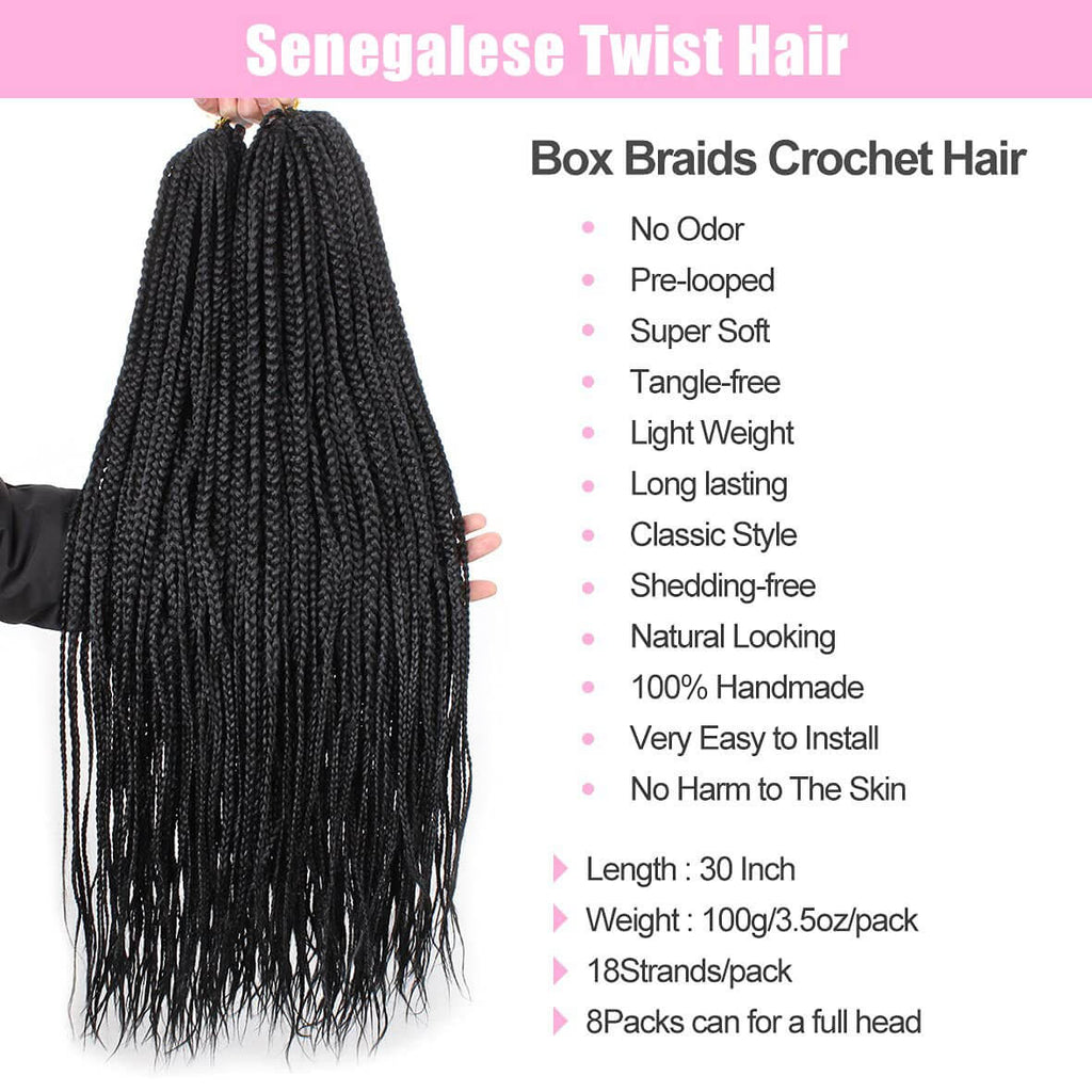 Xtrend 30 Inch Box Braids Crochet Hair Pre-looped Crochet Hair Ombre K ...