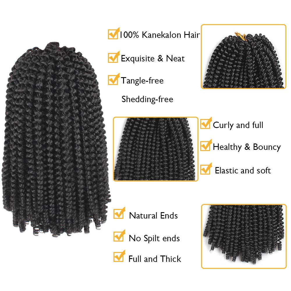 8 inch Spring Twist Hair 15 Strands/Pack Ombre Spring Twist Crochet Ha ...
