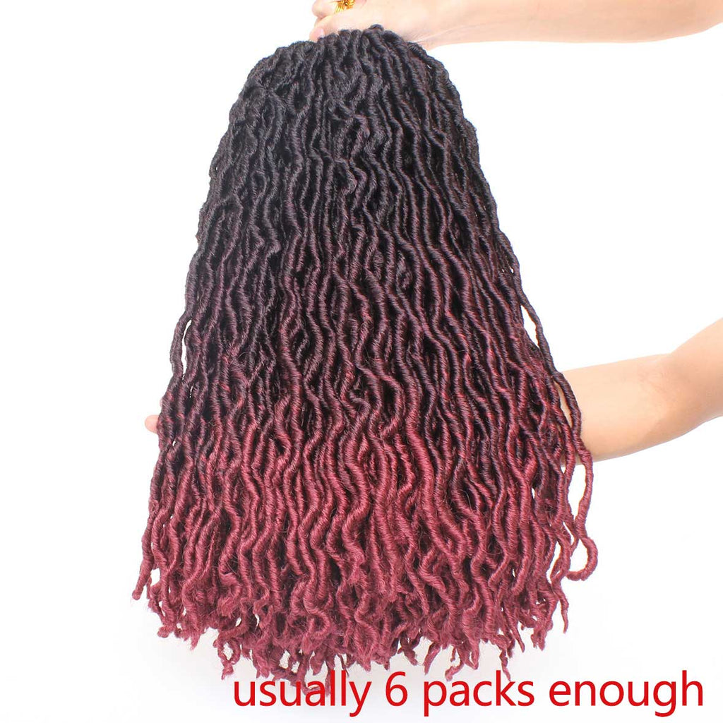 20 Inch Pre-Looped Goddess Faux Locs Wavy ombre Gypsy dreadlocks curly ...